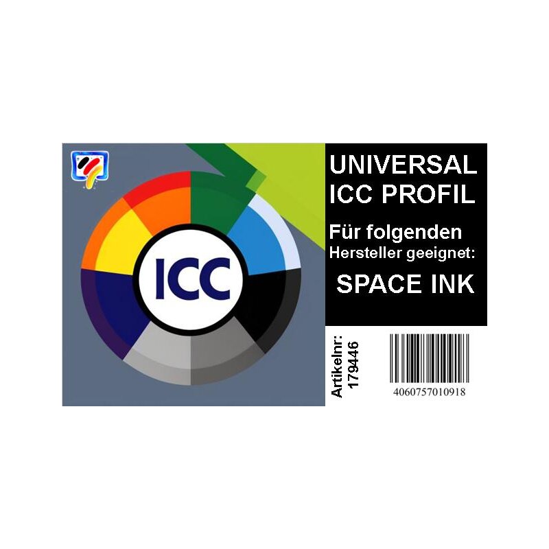 Universal ICC Profil kompatibel zu SPACE INK Sublimationstinten für 4 ...